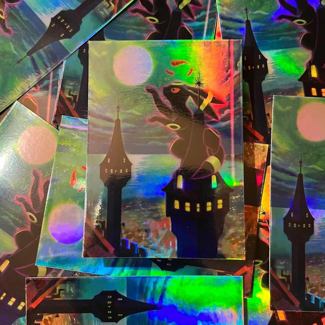 Holographic Umbreon Moon Sticker - Etsy