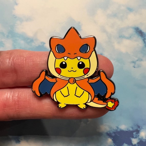 Pikachu Wearing Charizard Enamel Pin - Etsy