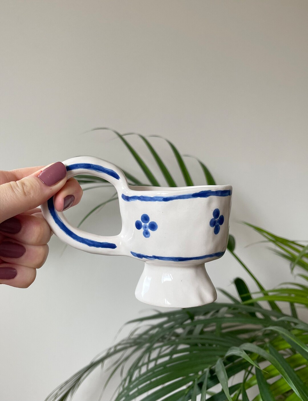 Handmade Ceramic Mug With Blue Patterns Handmade Ceramic Mug Vintage ...