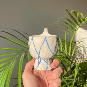 Handmade Ceramic Mug With Blue Cross Lines | Handmade Ceramic Mug With ...