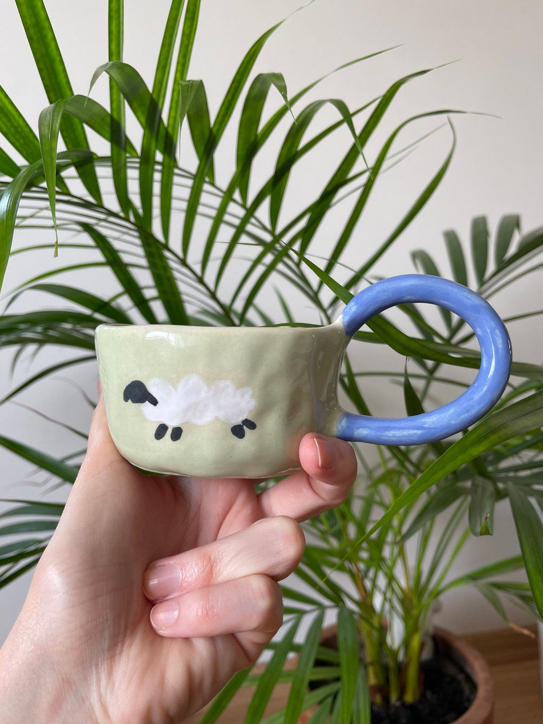 Handmade Ceramic Mug With Sheep Nature Coffee Mug Pottery Cup Clay ...