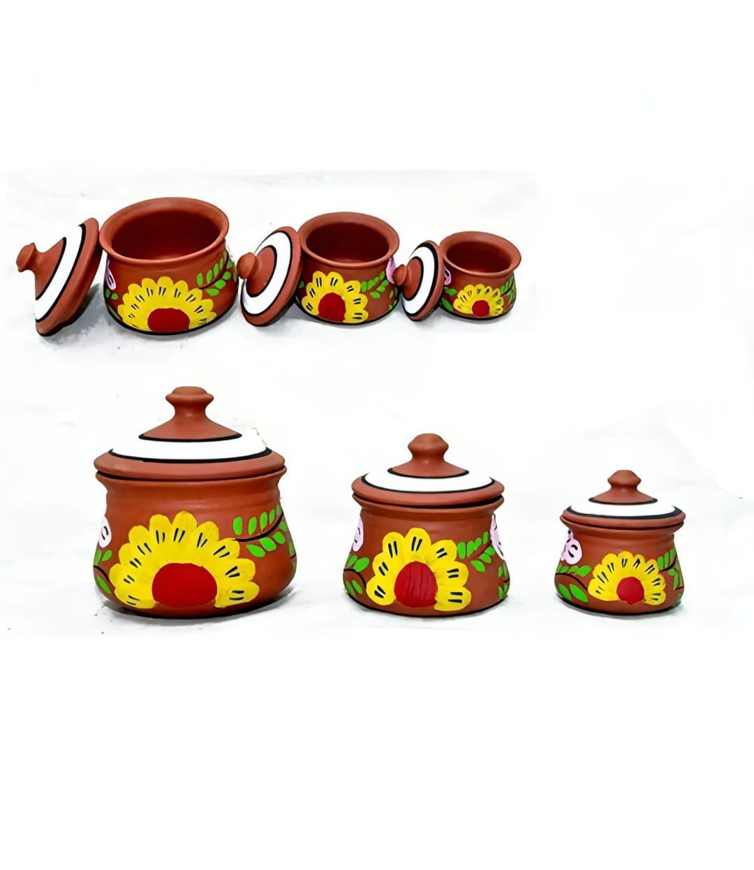 Hand Painted Natural Mud Clay Handi/mitti Handi/super Degchi - Etsy