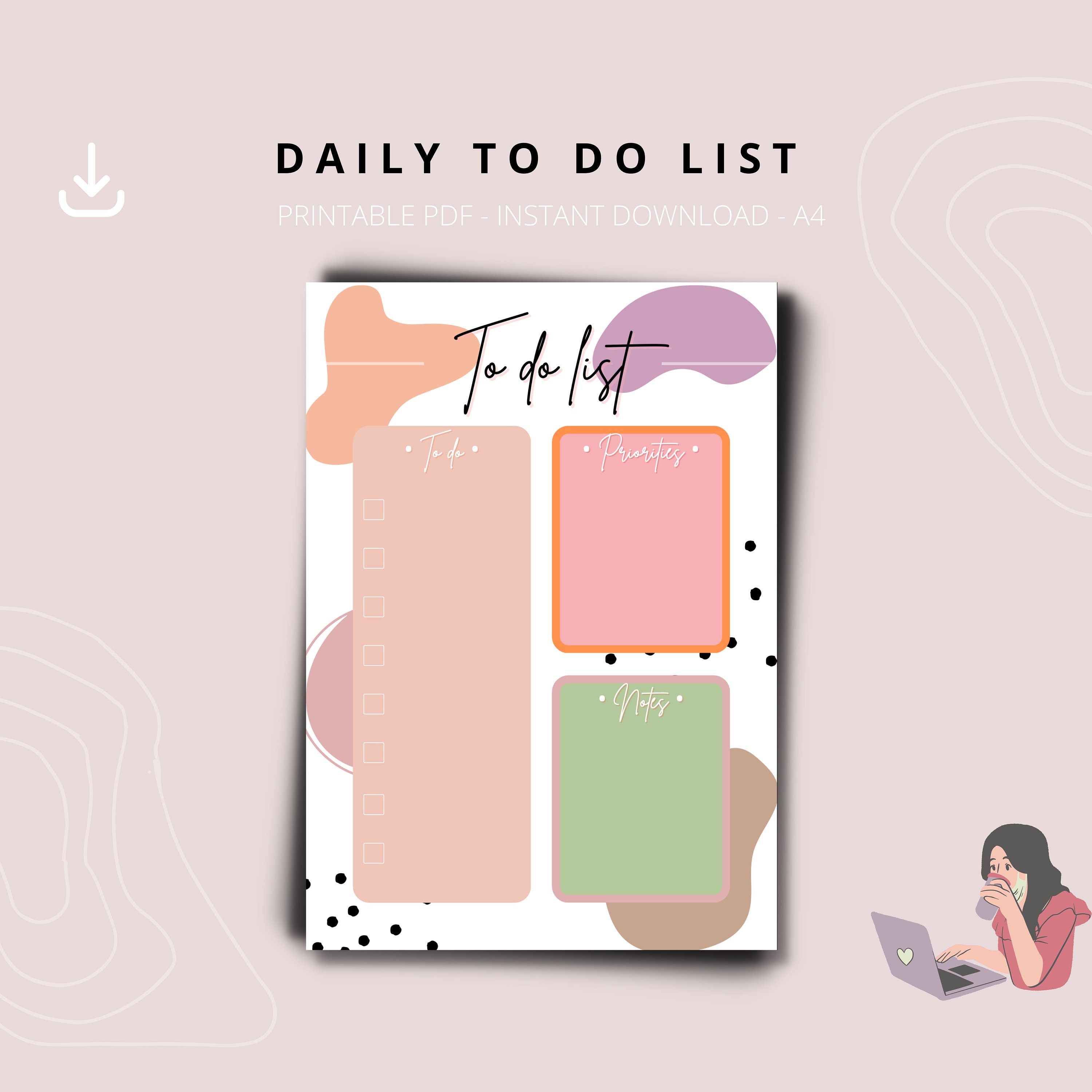 Printable to Do List, Daily, Weekly To-do Pdf, Planificateur Quotidien ...