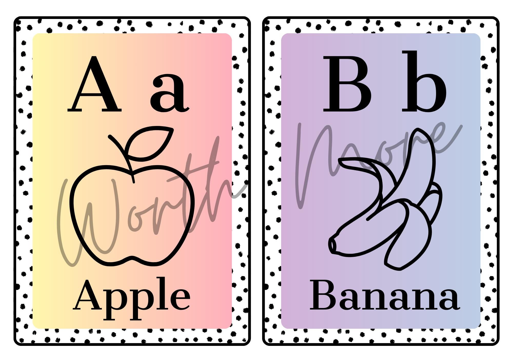 Alphabet Flashcards & Trace Cards, PNG - Etsy