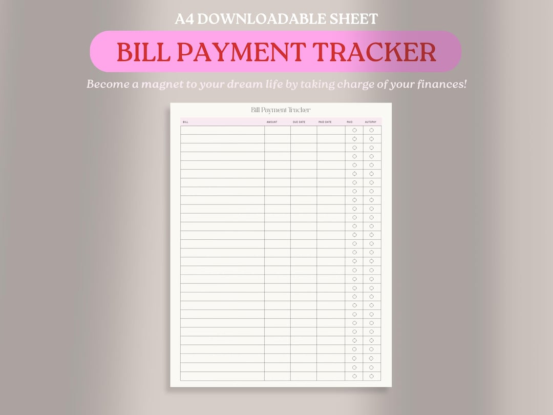 Bill Payment Tracker Aesthetic Downloadable for iPad or Printable ...