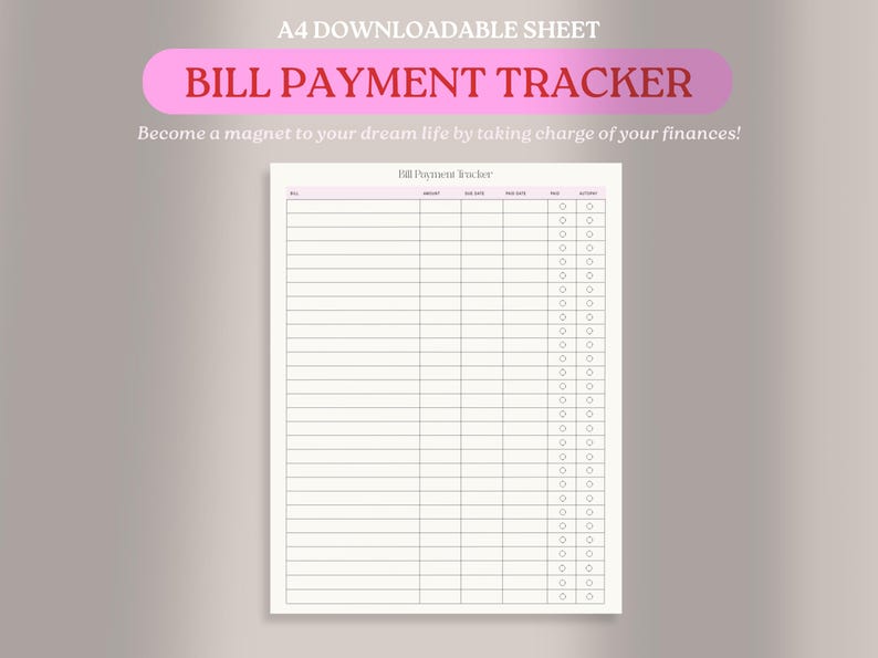 Bill Payment Tracker Aesthetic Downloadable for iPad or Printable | Cute Bill Payment Tracker ...