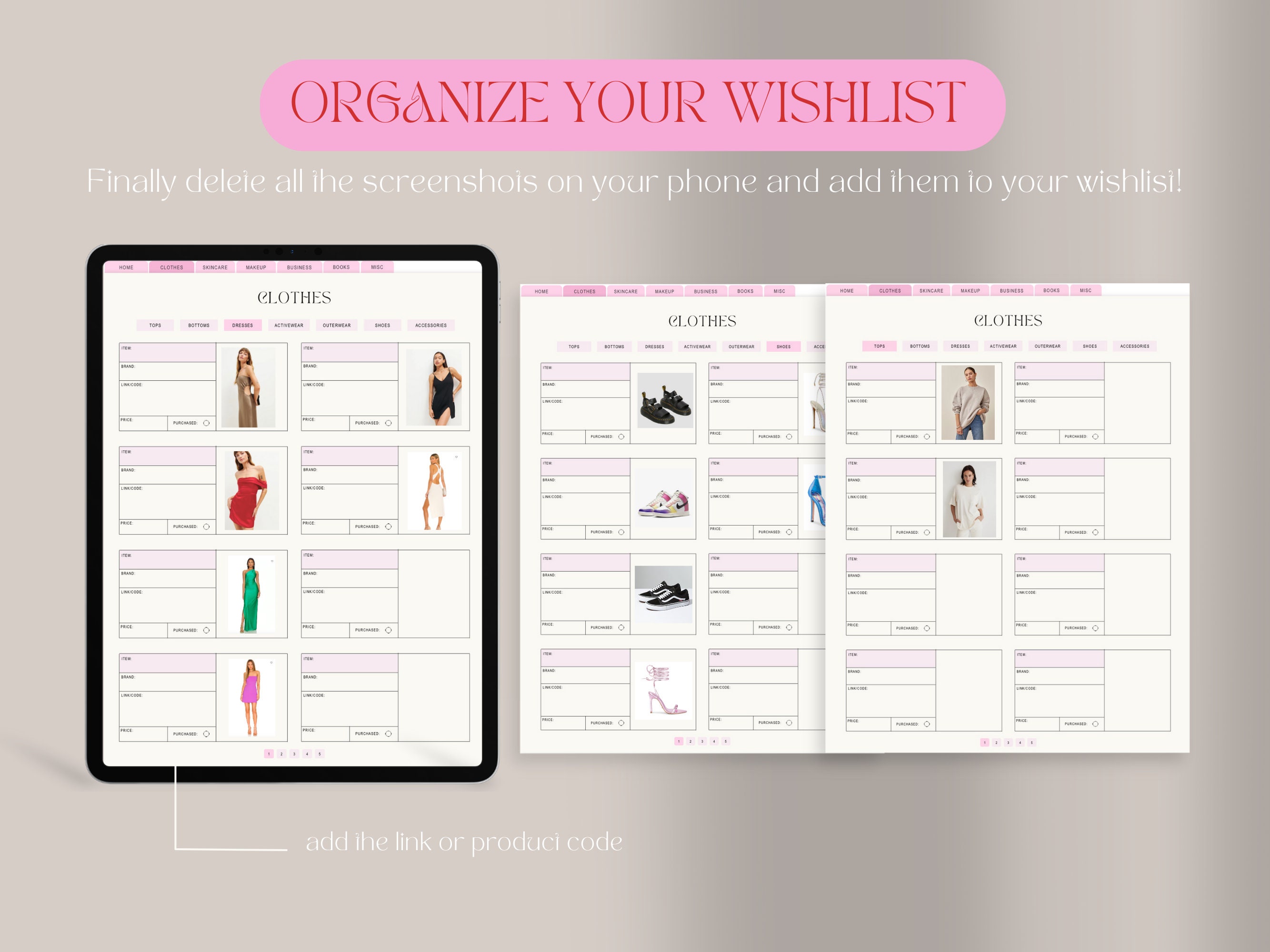 Wishlist Tracker My Ultimate Wishlist Pink Digital Digital Shopping