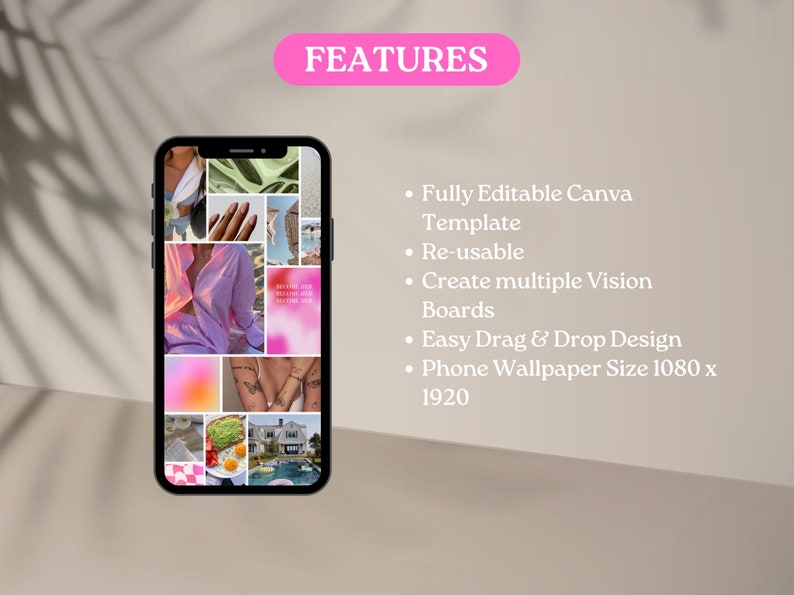 Vision Board Template Phone Background Wallpaper | Canvas Vision Board ...