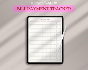 Bill Payment Tracker Aesthetic Downloadable for iPad or Printable ...