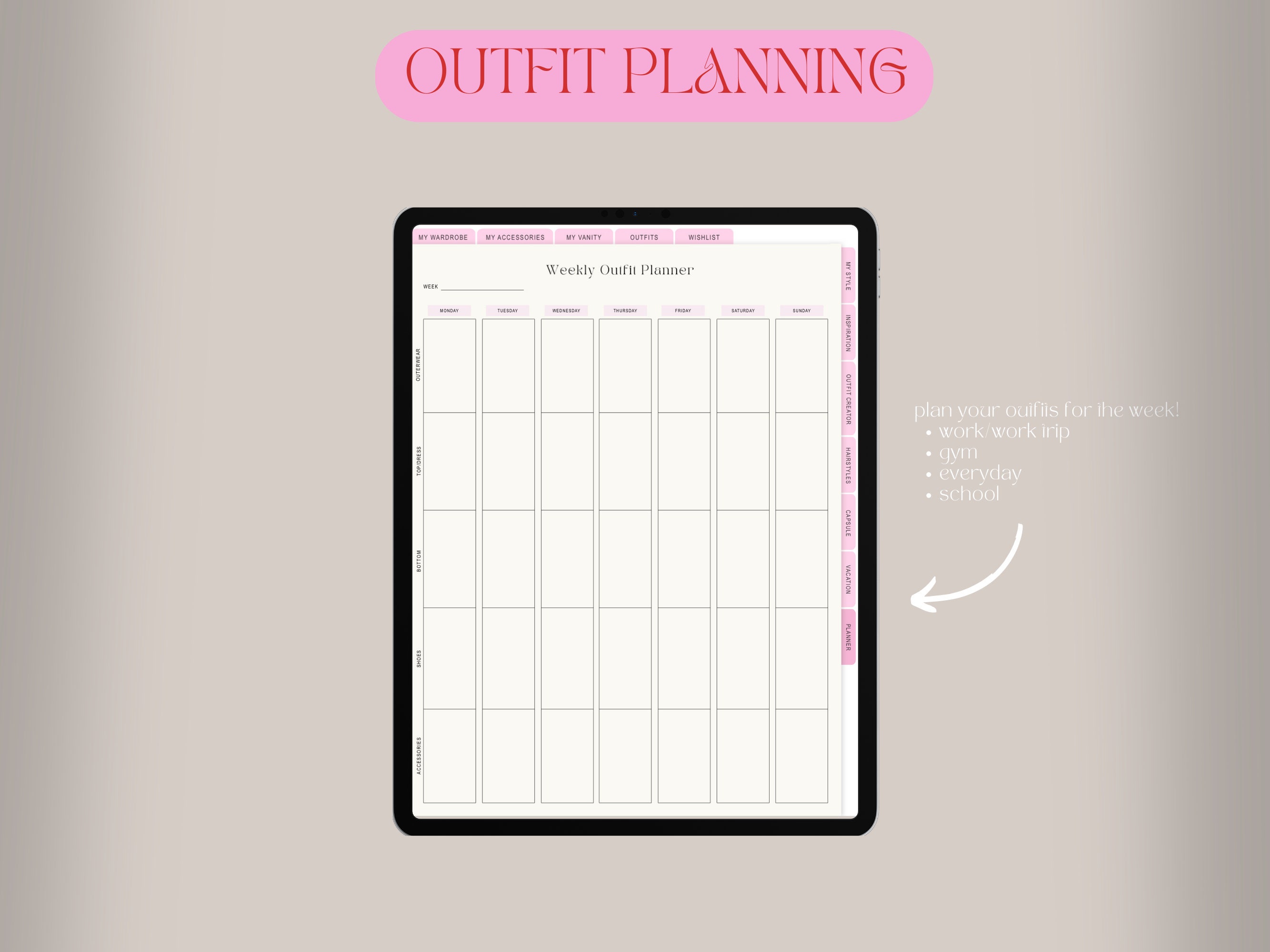 Digital Wardrobe Planner Capsule Wardrobe Digital Planner Aesthetic ...
