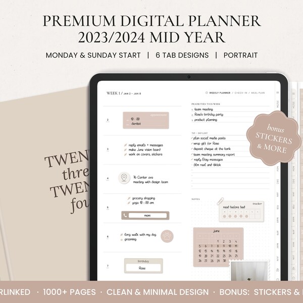 Undated Digital Planner Portrait - Etsy