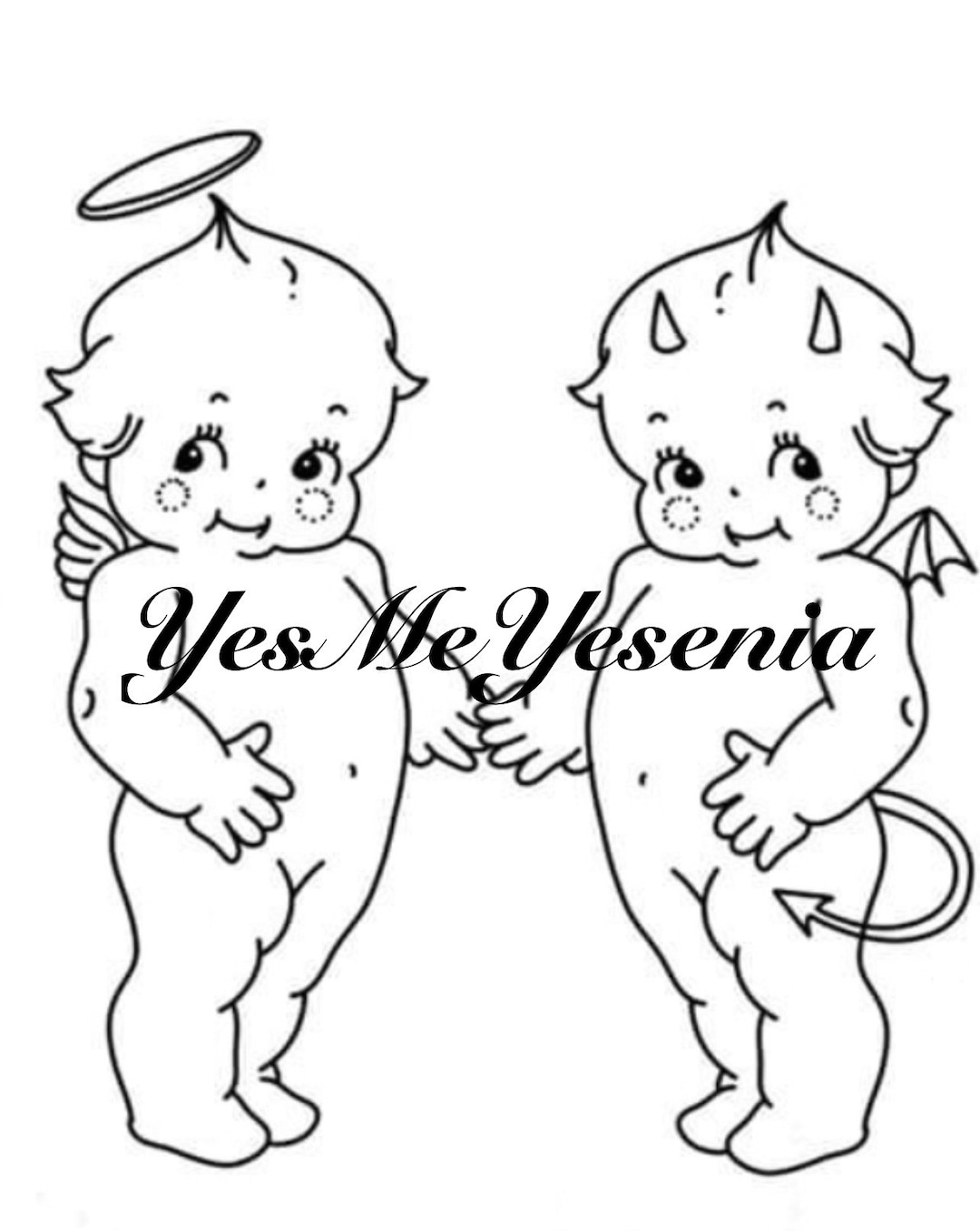 Kewpie Baby Angel and Devil SVG, Cute Kewpie Baby SVG, Instant Download ...