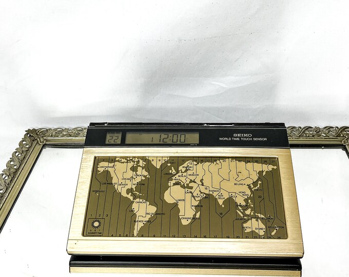 Vintage SEIKO World Time Touch Sensor Desk Clock Bronze Gold - Etsy