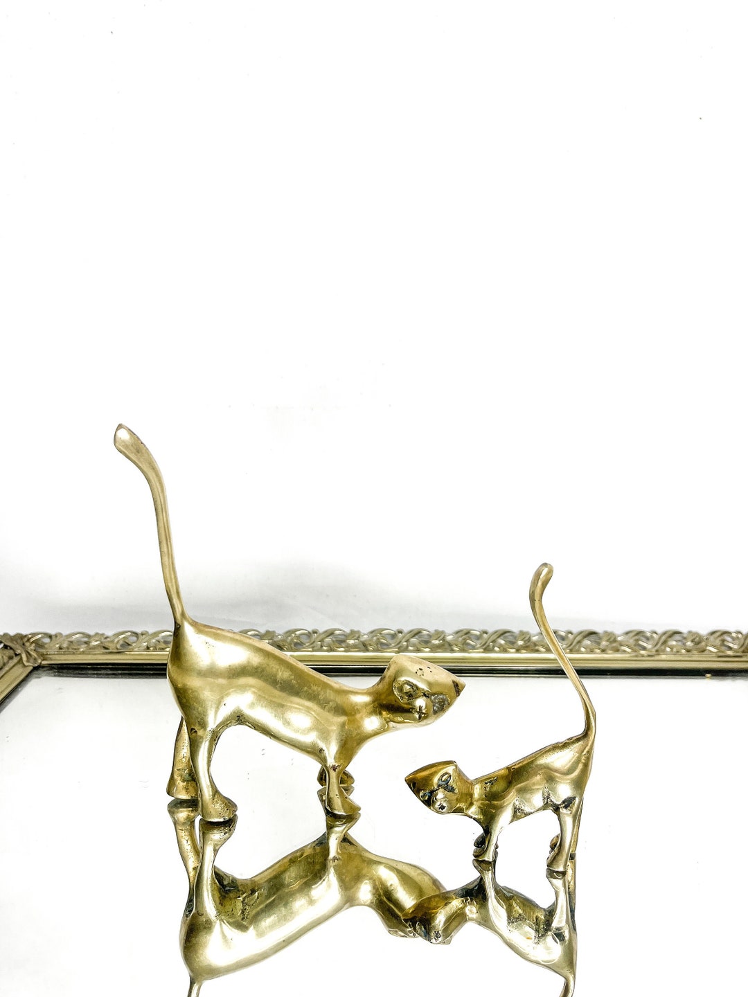Vintage Mid Century Modern Hollywood Regency Brass Cat & Kitten - Etsy