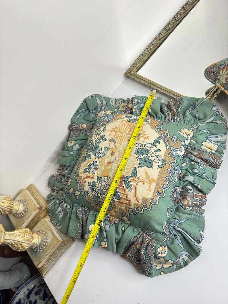 Vintage Japanese Geisha Throw Pillows, Sage Green Chinoiserie Decor ...