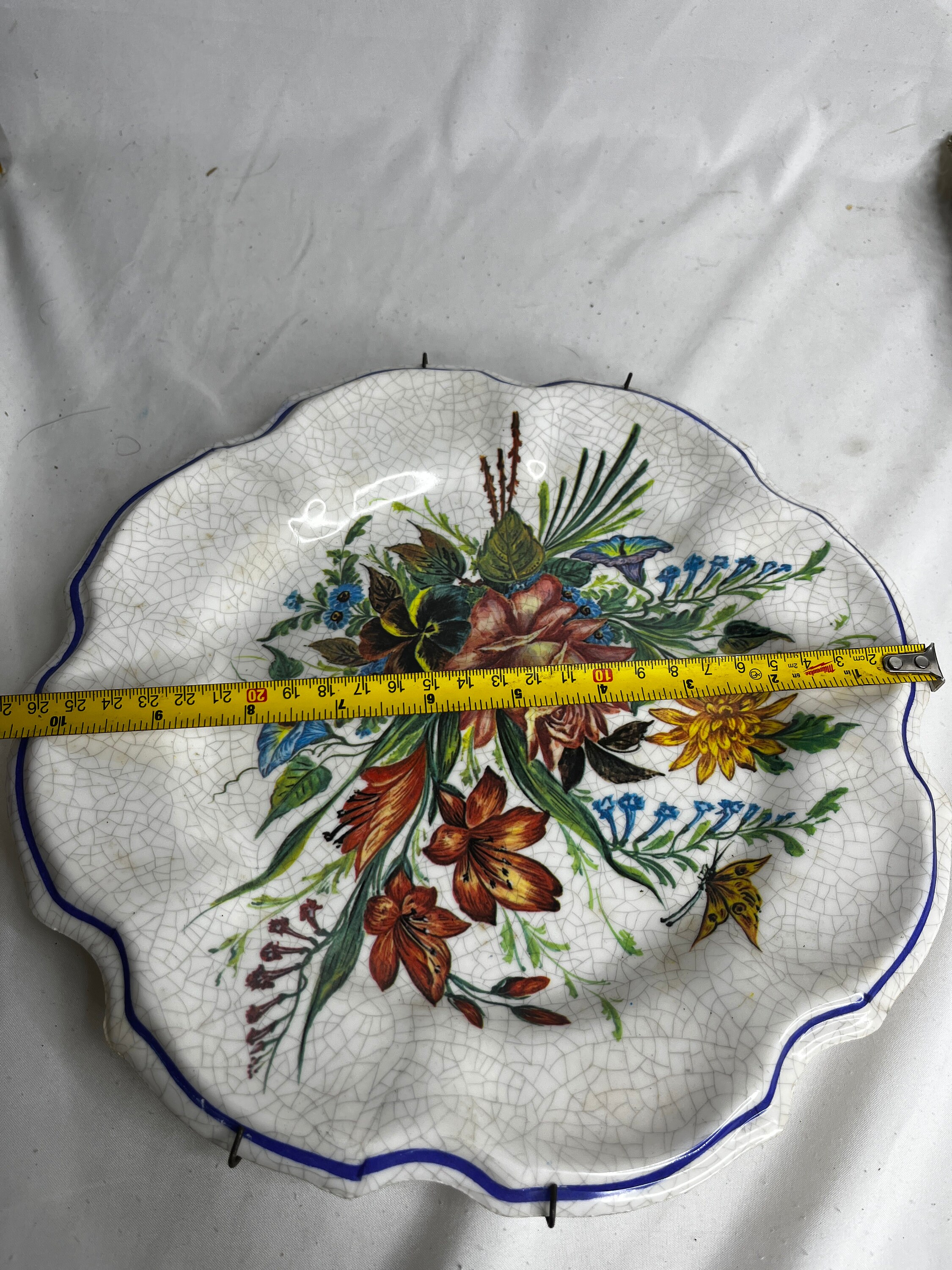 Set of Two Vintage Lami Italy Melamine Colorful Flowers 11 Scalloped ...