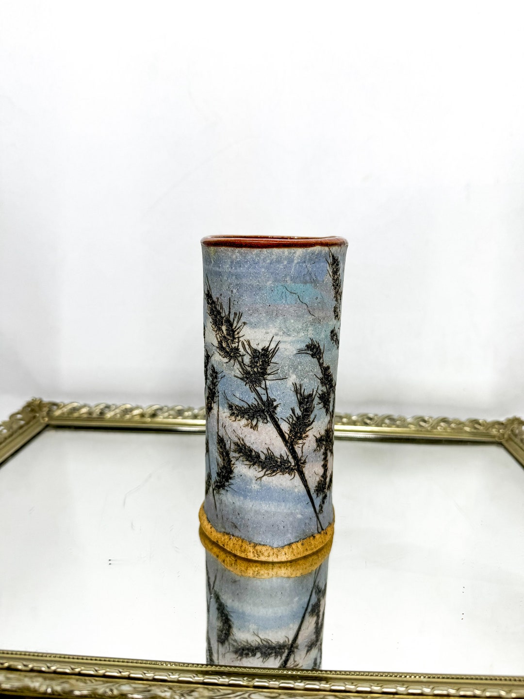 Alan Steinberg Studio Pottery 6" Slab Vase Brattleboro Clayworks Nature Beach - Etsy
