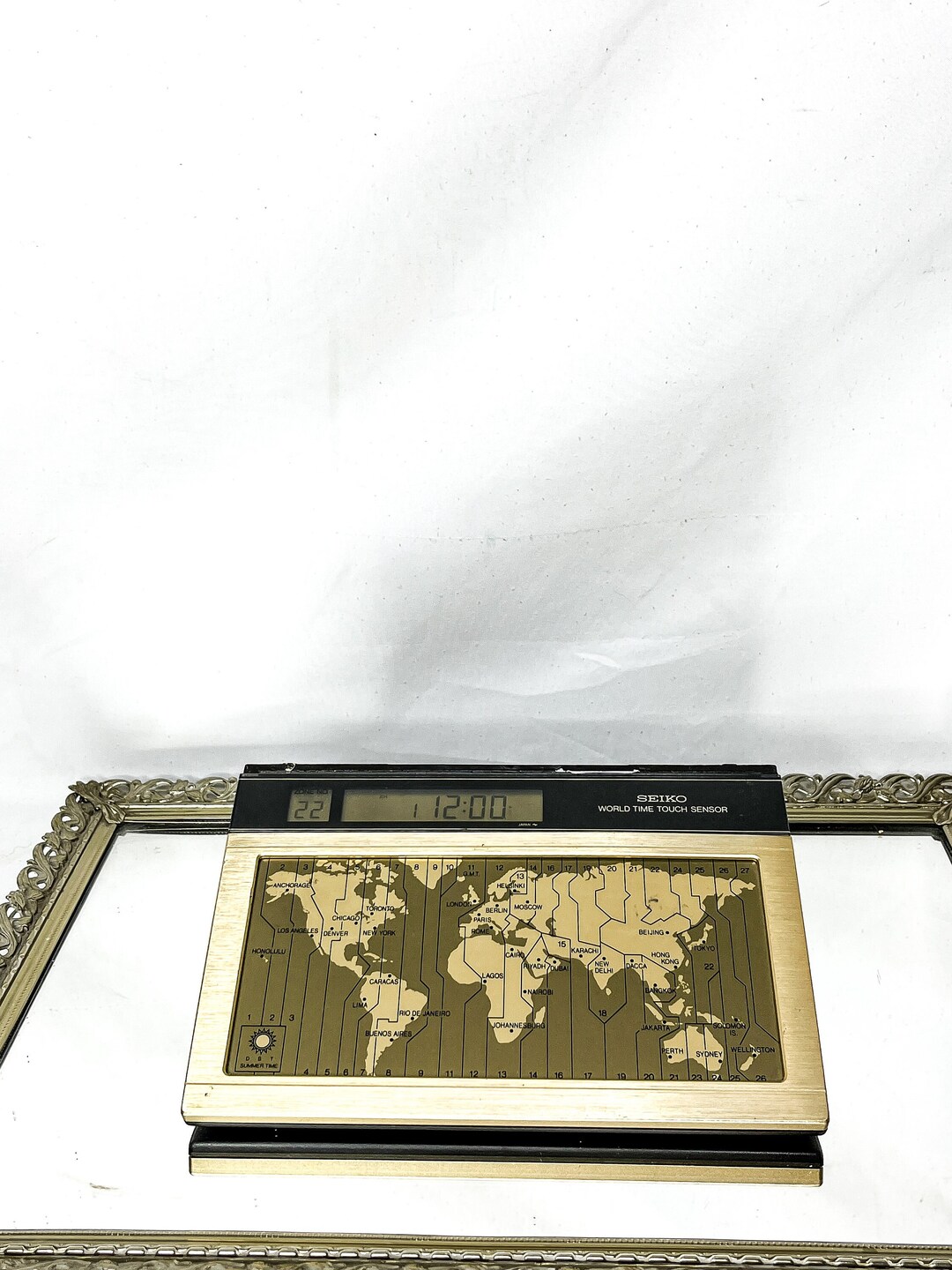 Vintage SEIKO World Time Touch Sensor Desk Clock Bronze Gold - Etsy