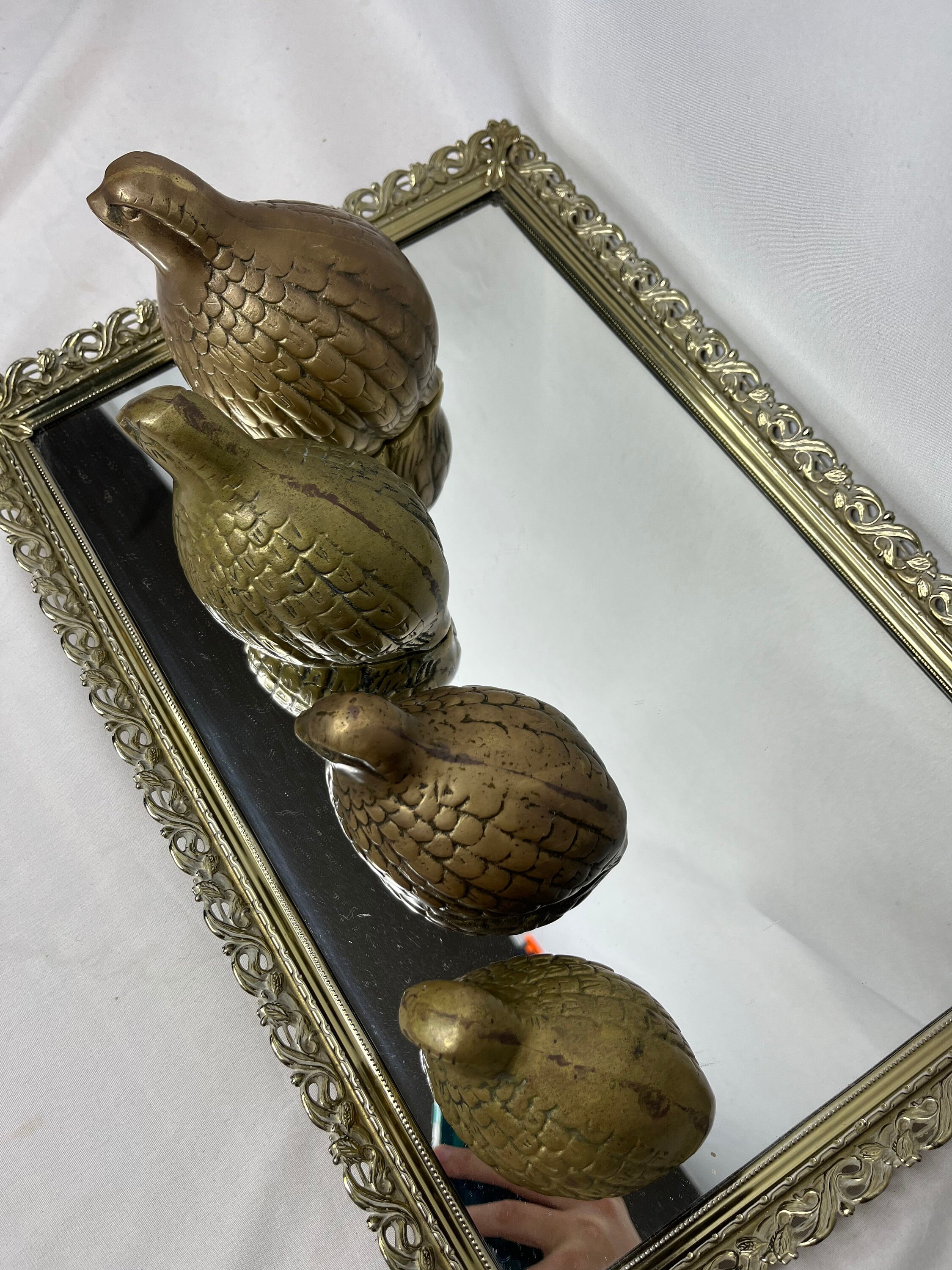 Vintage Korean Brass Partridge or Quail Figures Set of Four - Etsy