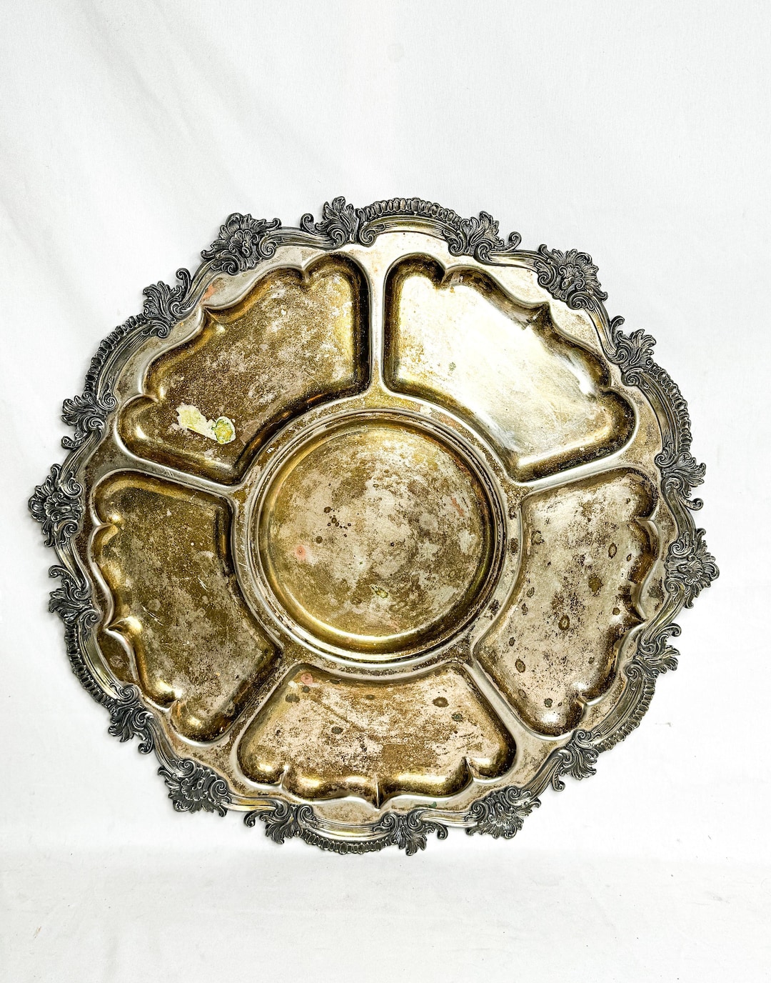 Antique Silver Plated Serving Tray Platter Ornate Rims - Etsy