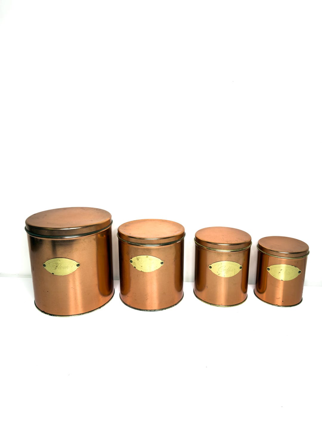 Set of 4 Vintage Ballonoff Copper Canisters • Vintage Copper Kitchen ...