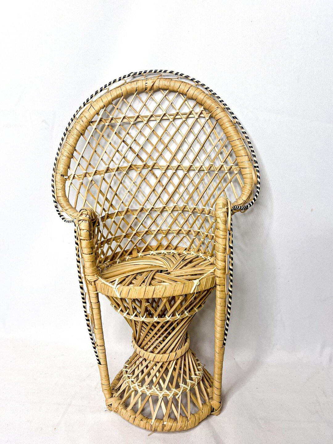 Vintage Peacock Wicker Fan Back Rattan Doll Chair Plant Stand - Etsy
