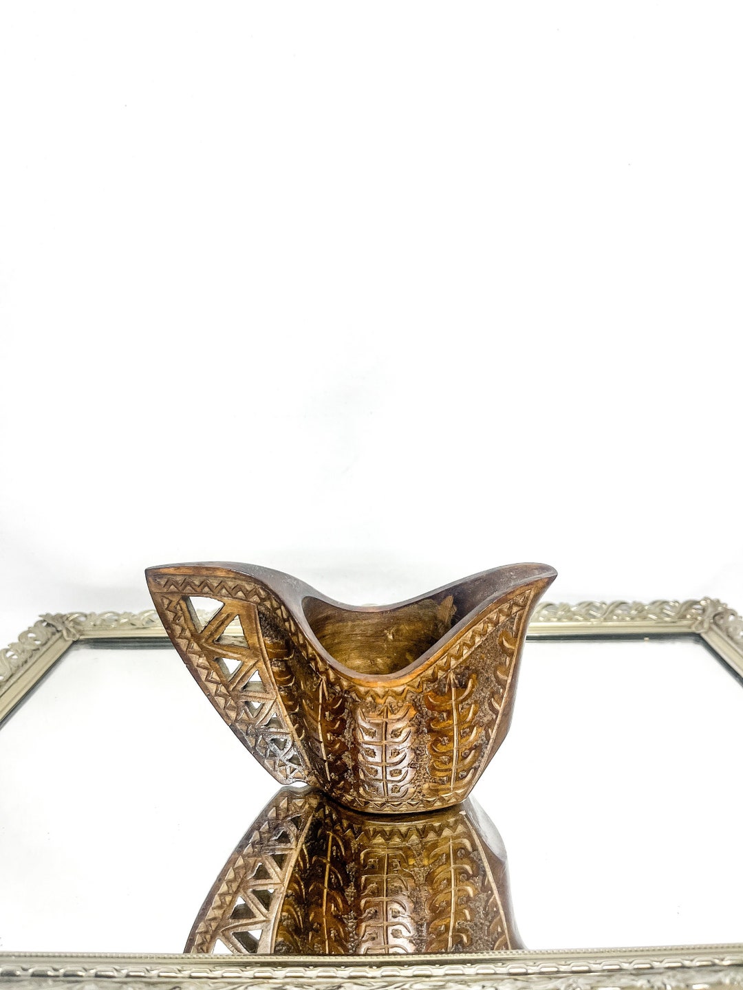 Vintage Balkan Yugoslavia Hand Carved Wooden Wedding Cup, Shepherds Cup ...
