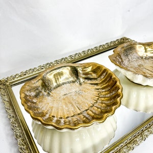 Set of Stunning Gold and Cream Vintage Ceramic Shell Decorative Dishes ...