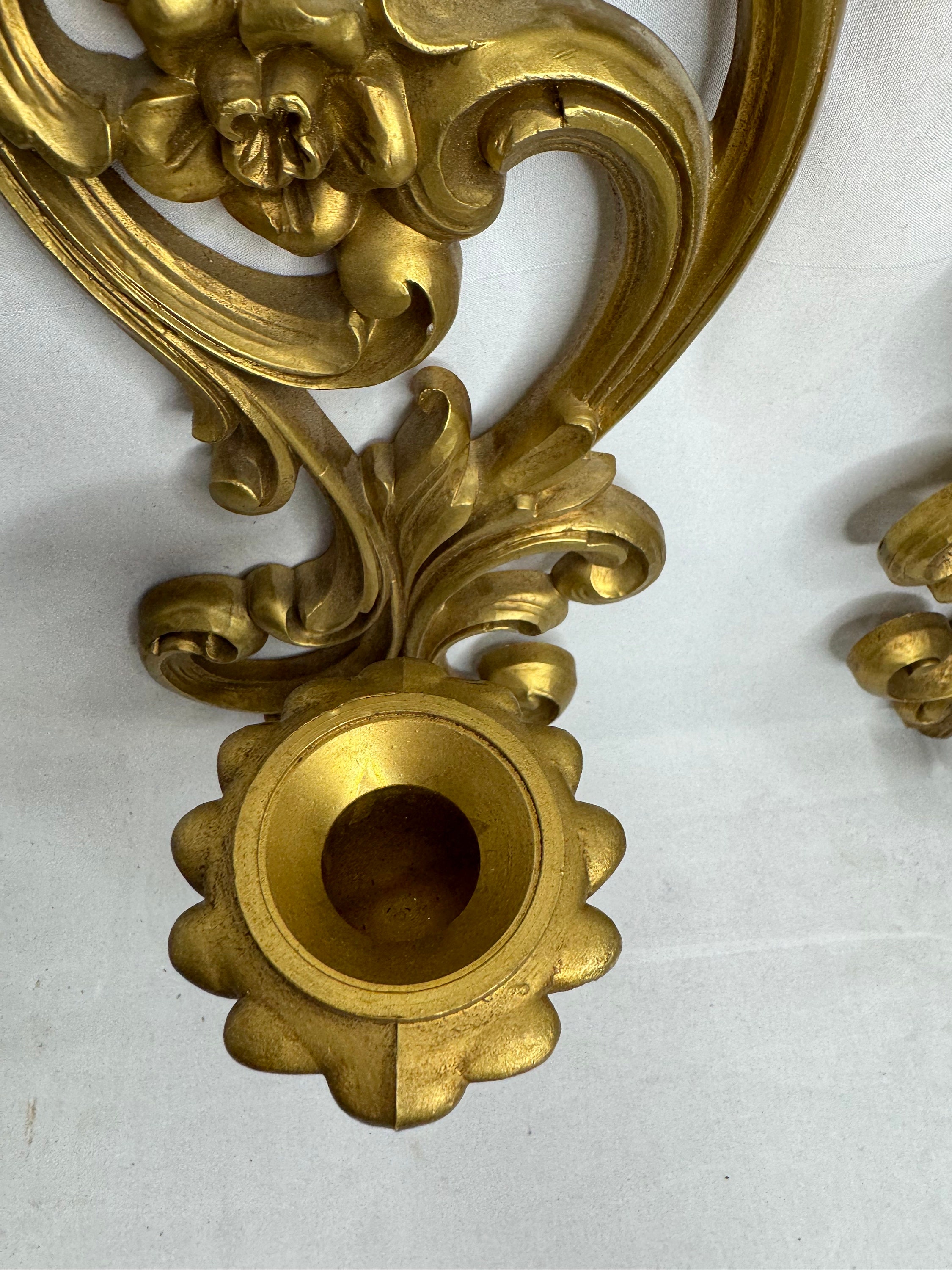 Vintage Hollywood Regency Gold Gilded Candlestick Wall Sconces a Pair ...