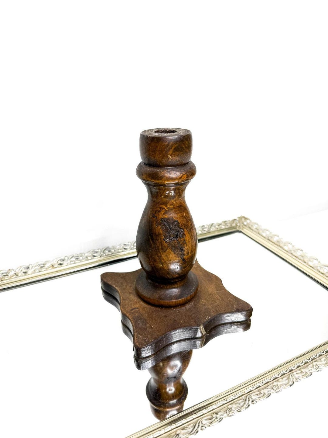 Vintage Midcentury Handcarved Wooden Candleholder , Unique Shape ...