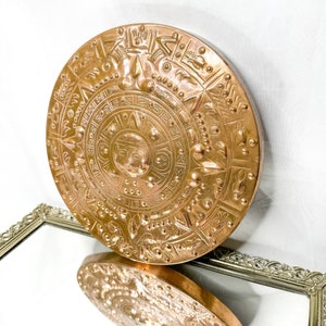 Vintage Copper Aztec Calendar Wall Decor, Vintage Aztec Art Wall Plate ...