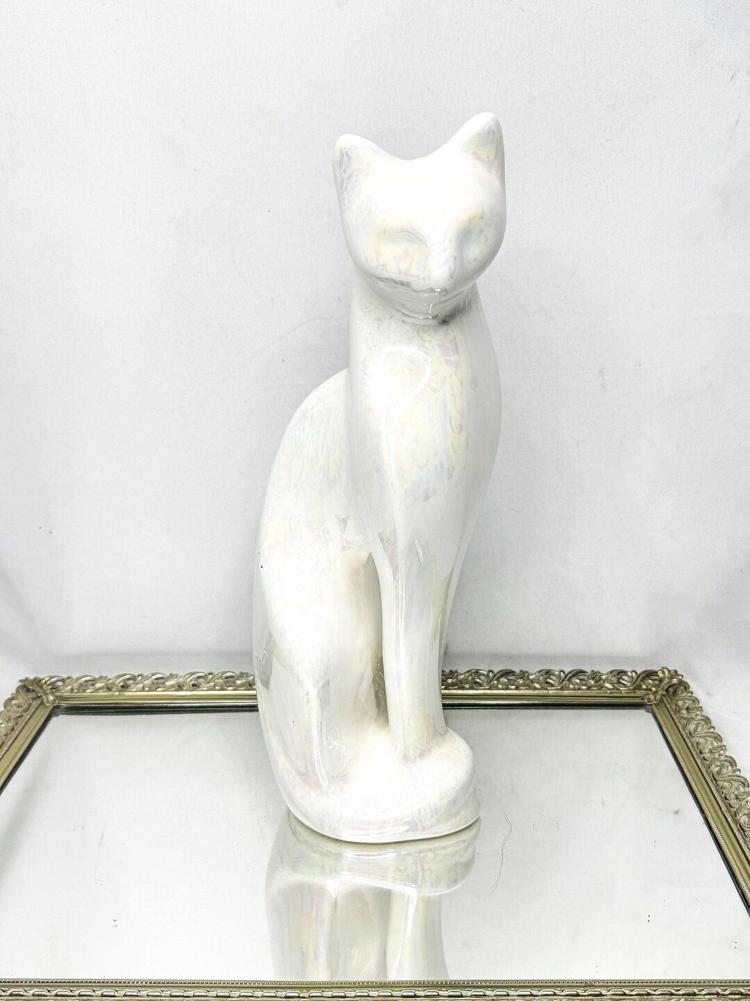 Vintage Rosenthal Netter MCM Iridescent 12 Cream Color Ceramic Cat ...