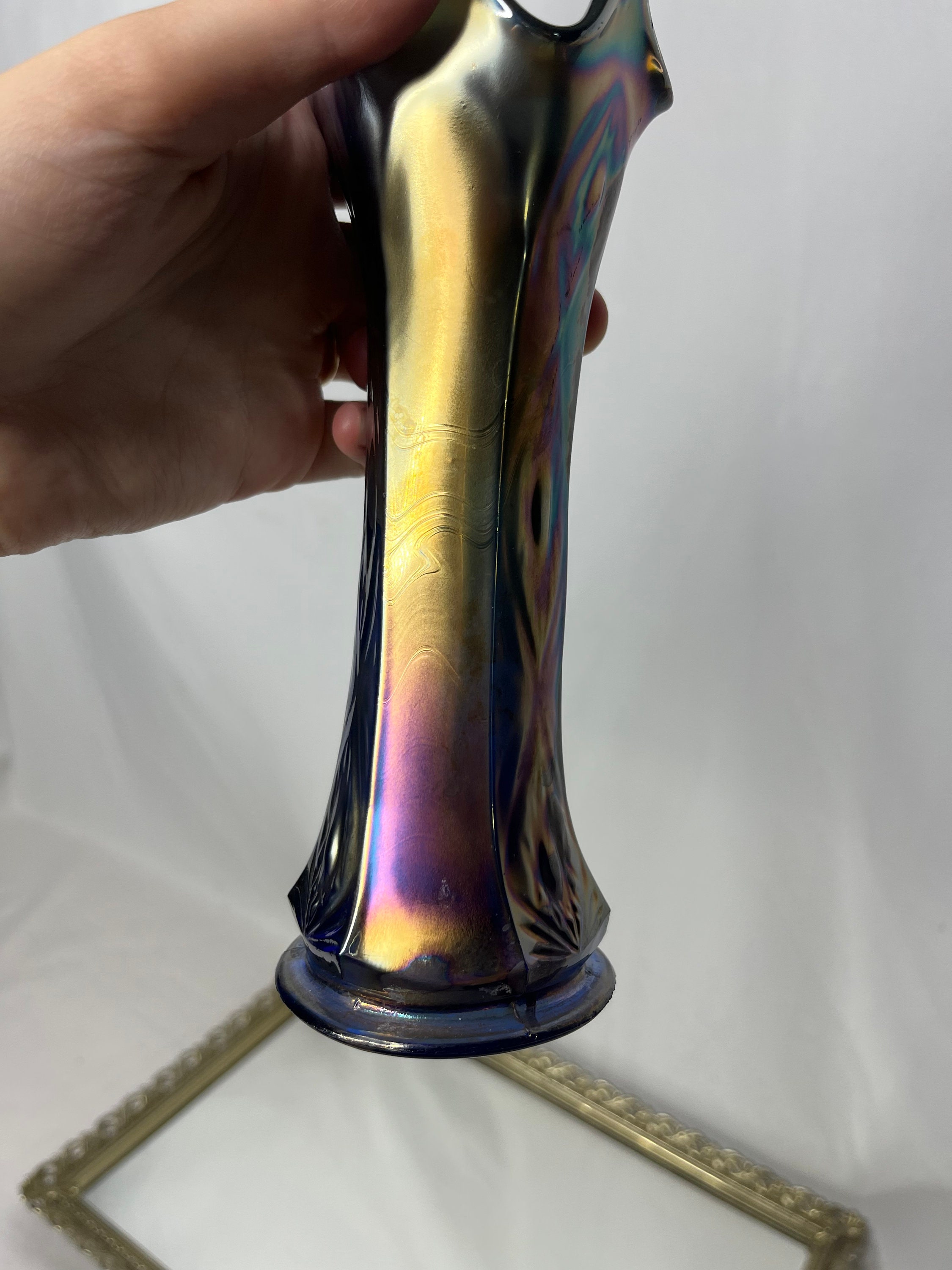 Vintage Fenton Cobalt Blue Diamond and Bows Panel Vase/heady - Etsy