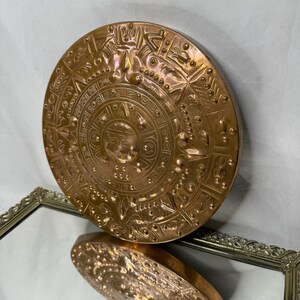 Vintage Copper Aztec Calendar Wall Decor, Vintage Aztec Art Wall Plate ...