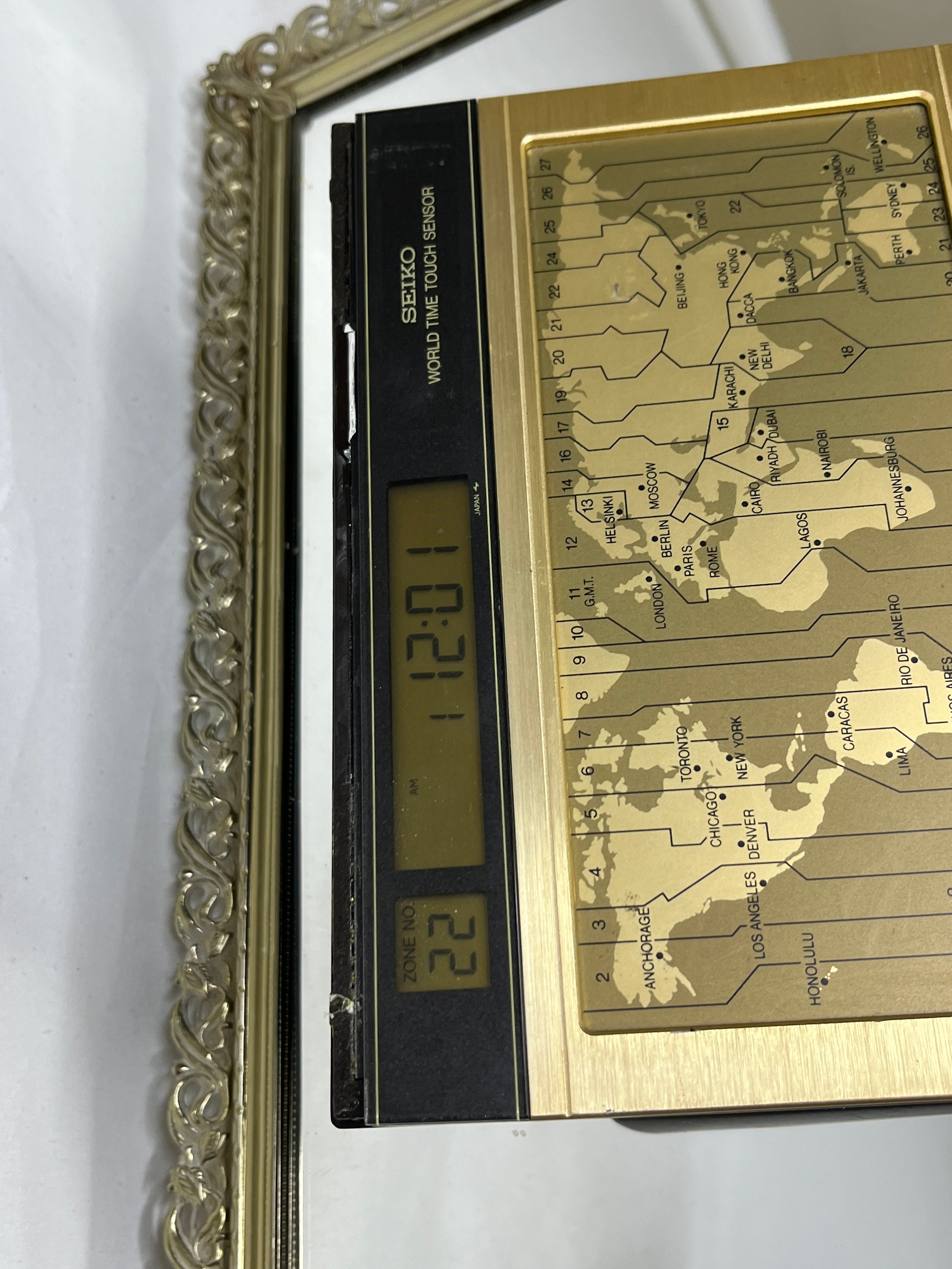 Vintage SEIKO World Time Touch Sensor Desk Clock Bronze Gold - Etsy
