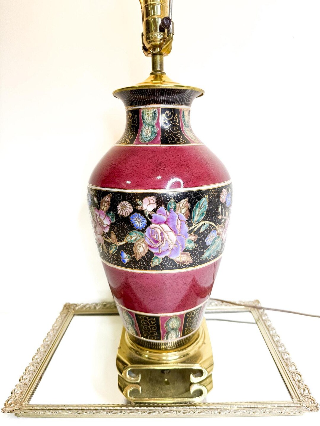 Vintage Reliance Lamp Co Hand Painted Porcelain Ginger Jar Table Lamp ...