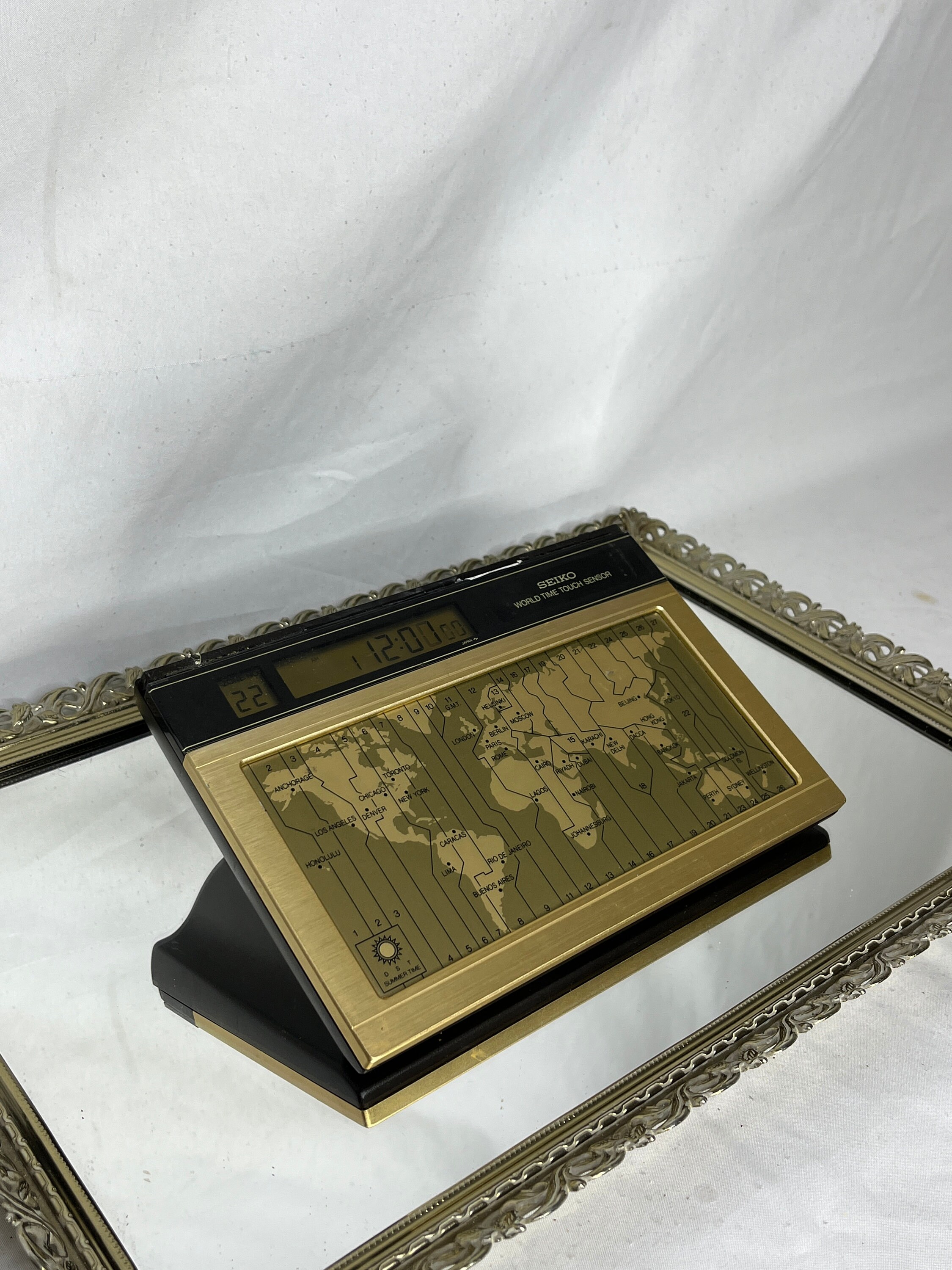 Vintage SEIKO World Time Touch Sensor Desk Clock Bronze Gold - Etsy