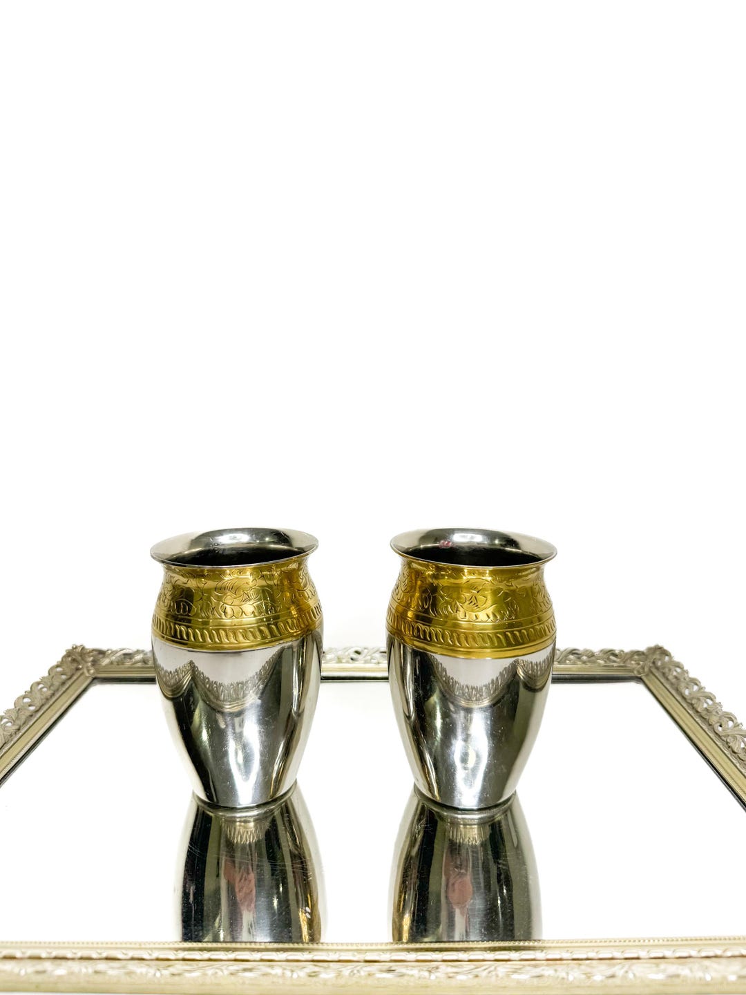 Stunning Rare Antique Silver and Brass Vases With Floral Design - Etsy