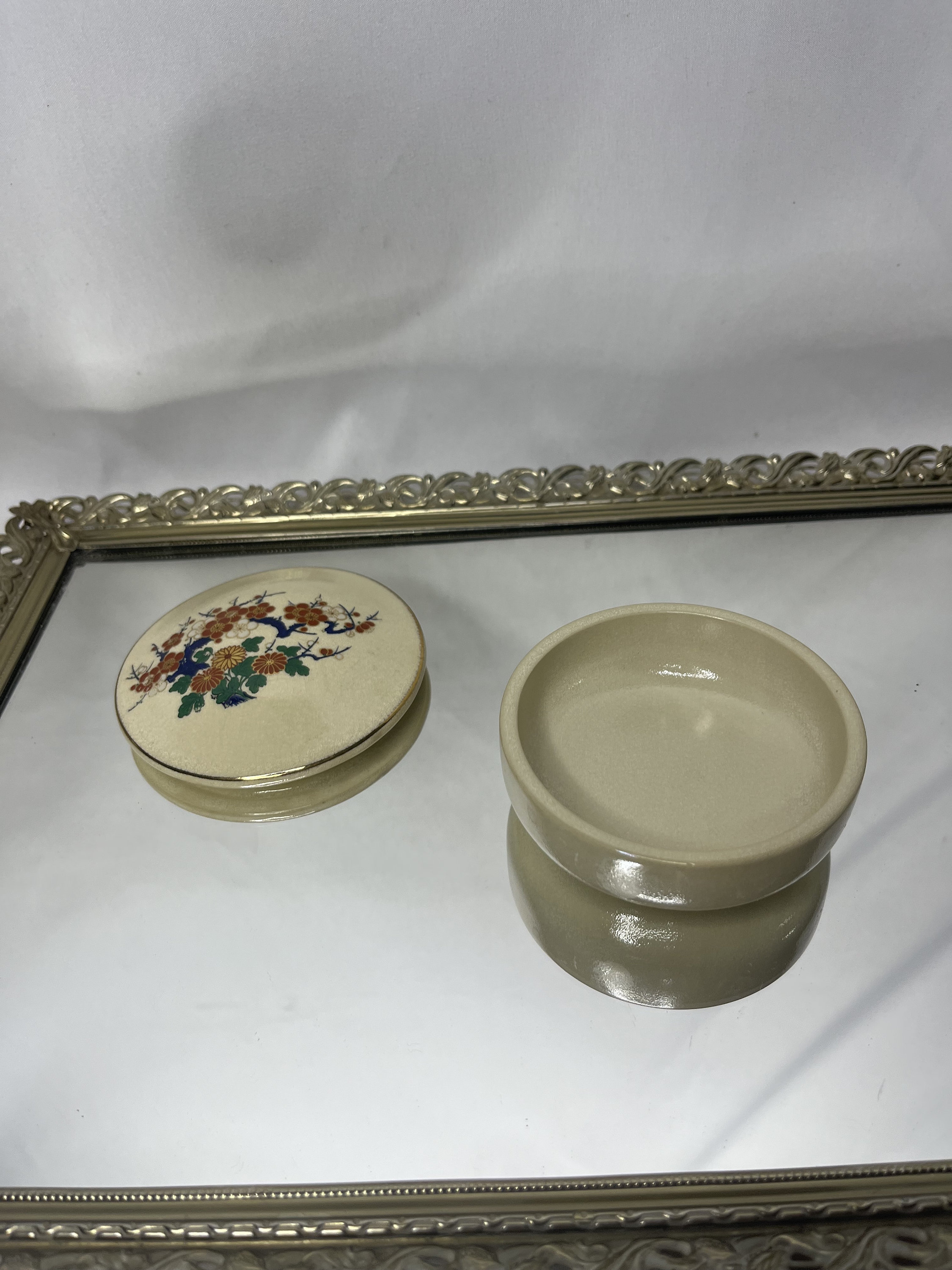 Vintage Japanese Satsuma Trinket Box Ring Box Floral Flowers Porcelain ...