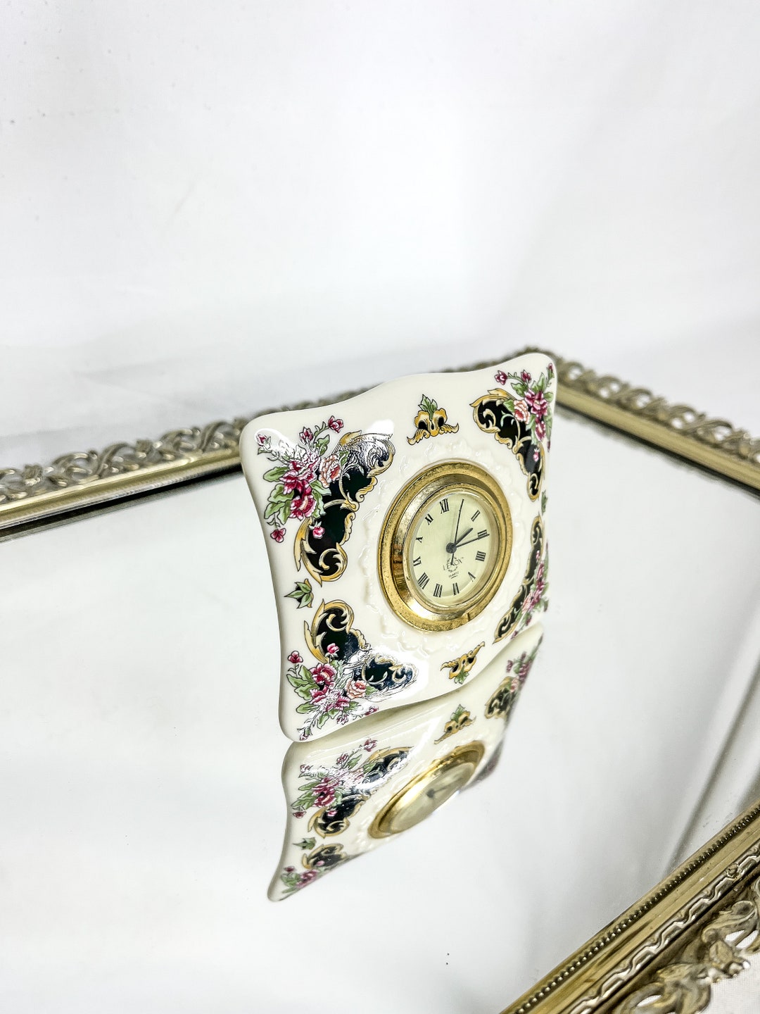 Lenox Timely Traditions Quartz Vanity Clock Porcelain Floral - Etsy