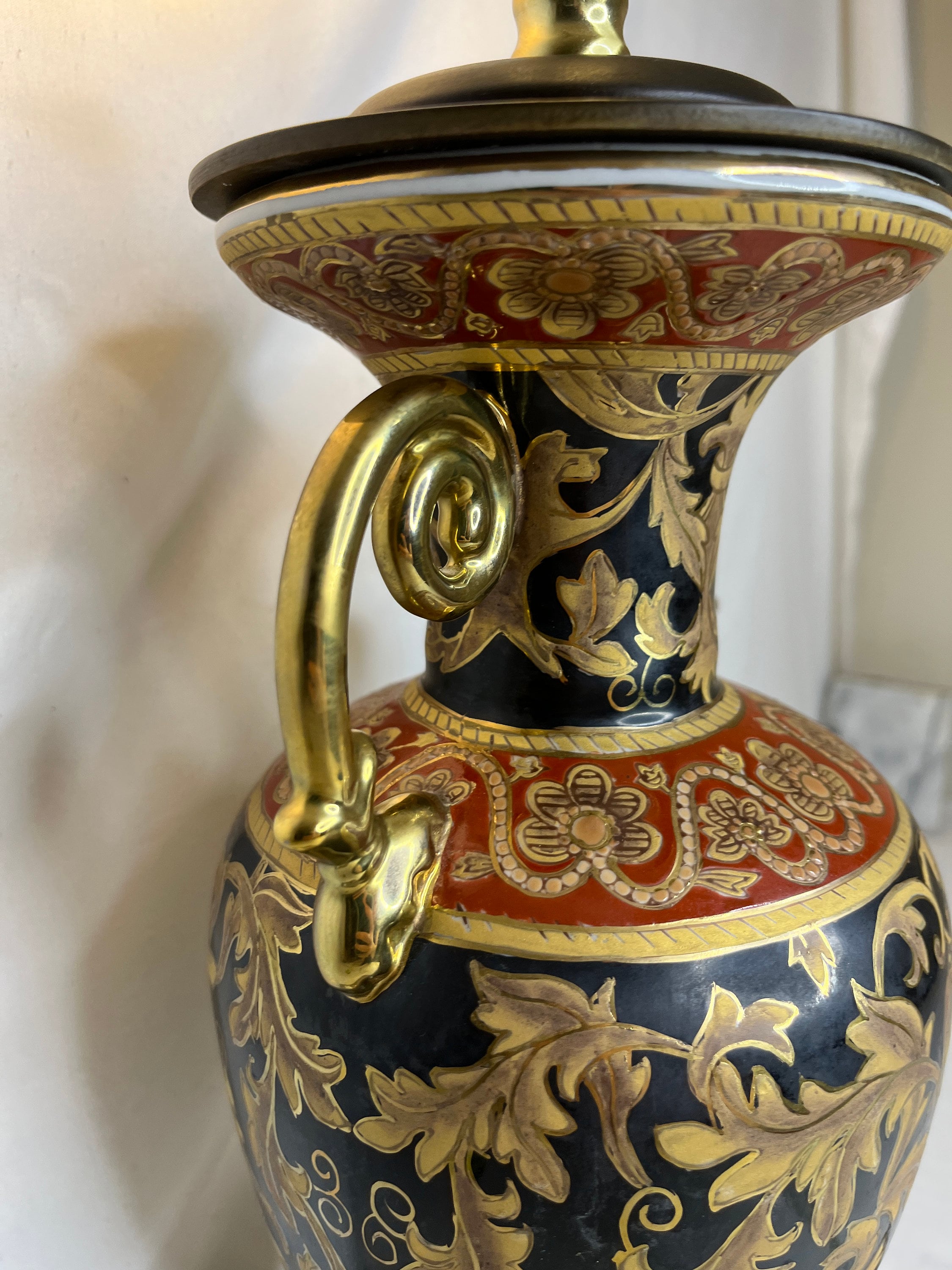 Vintage Bombay Co. Italian Rococo Enamel Gilded Urn Form Table Lamp - Etsy
