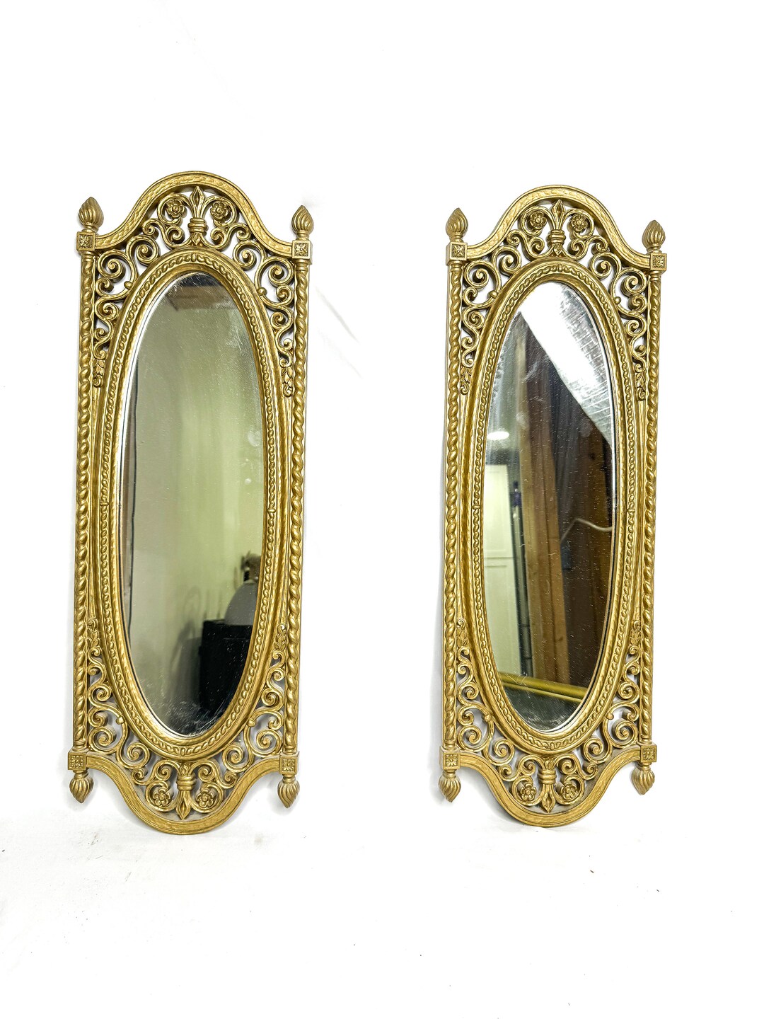 Pair of Rare Vintage Gold Homco Scroll Filigree Design Wall Mirrors - Etsy