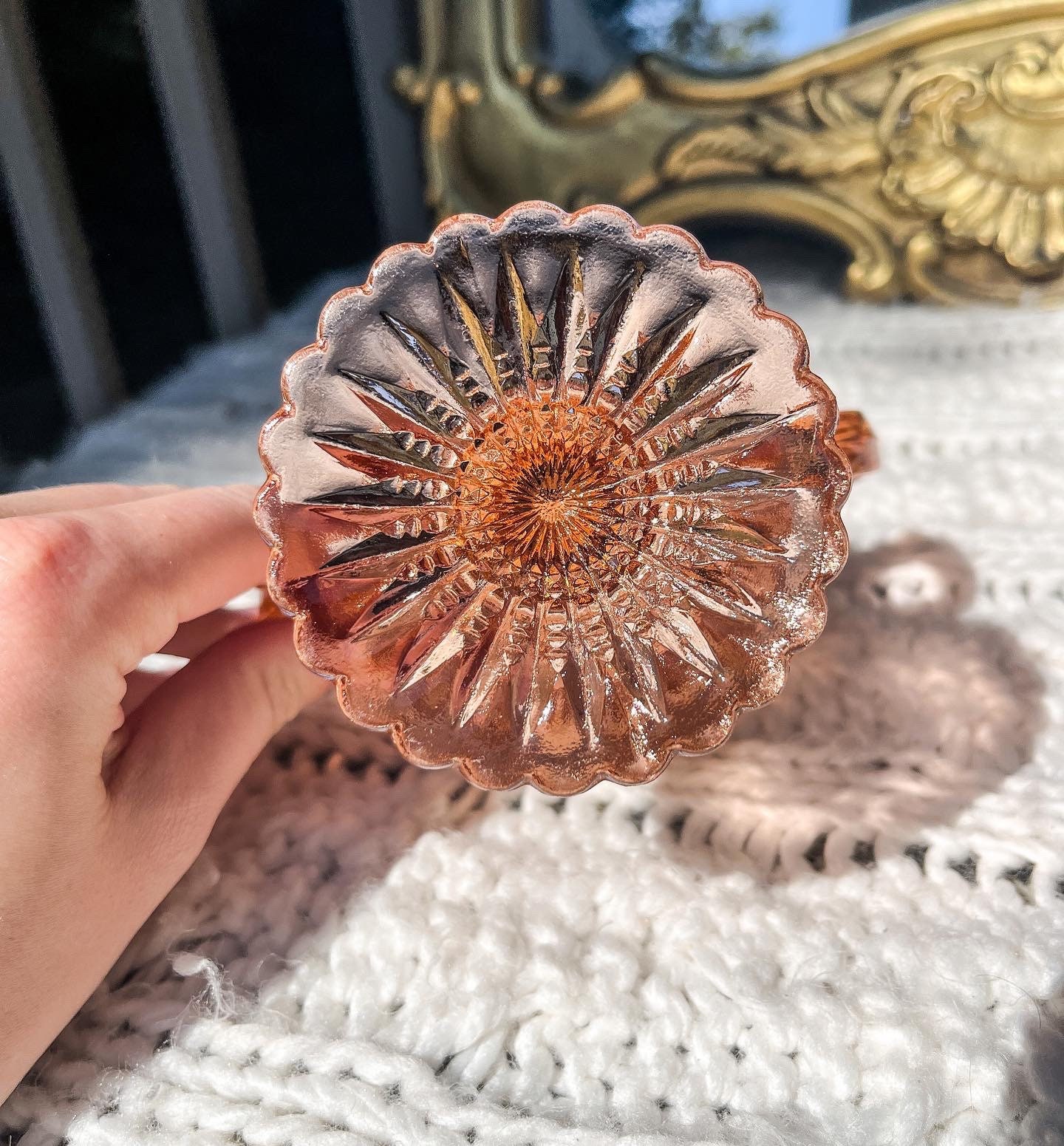 Imperial Pink Beaded Block Depression Glass Creamer & Open Sugar Circa ...