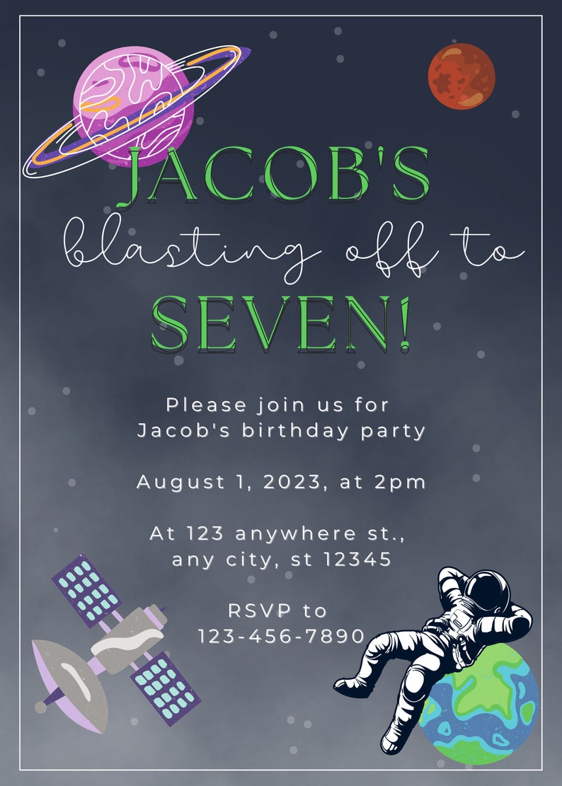 Space Themed Birthday Invitation - Etsy