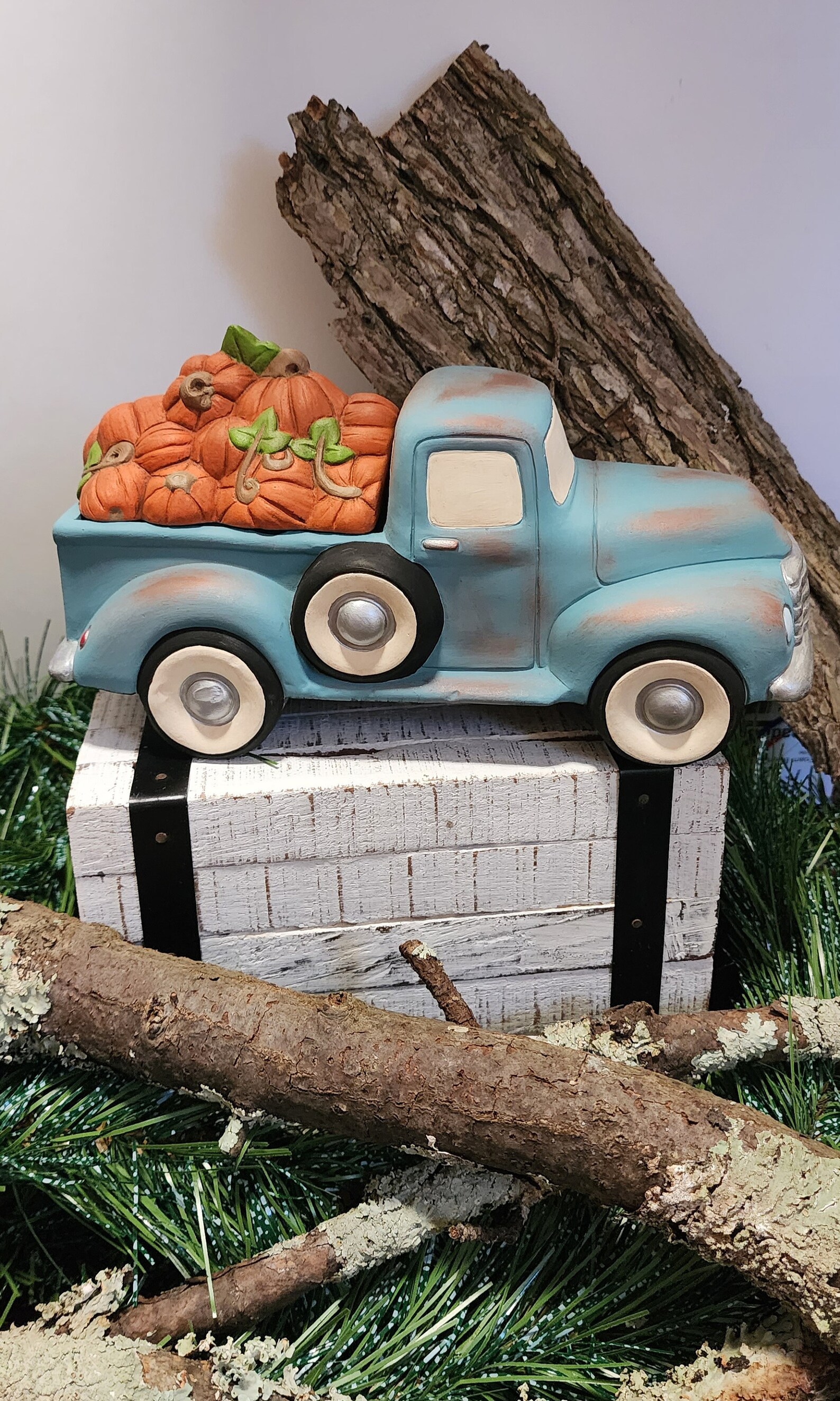 Handpainted Fall Harvest Truck. Clay Magic Truck With Pumpkin Insert ...