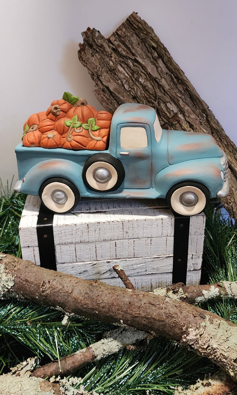 Handpainted Fall Harvest Truck. Clay Magic Truck With Pumpkin Insert ...