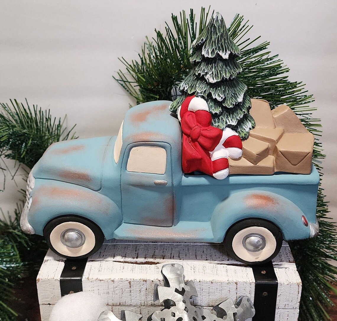 Christmas Truck. Clay Magic Truck With Christmas Tree Insert. Ceramic ...