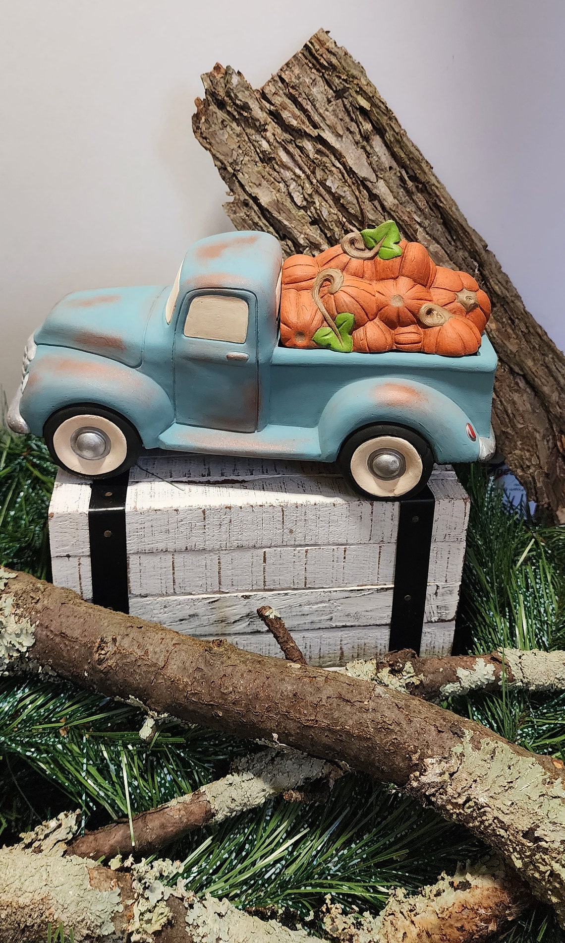 Handpainted Fall Harvest Truck. Clay Magic Truck With Pumpkin Insert ...