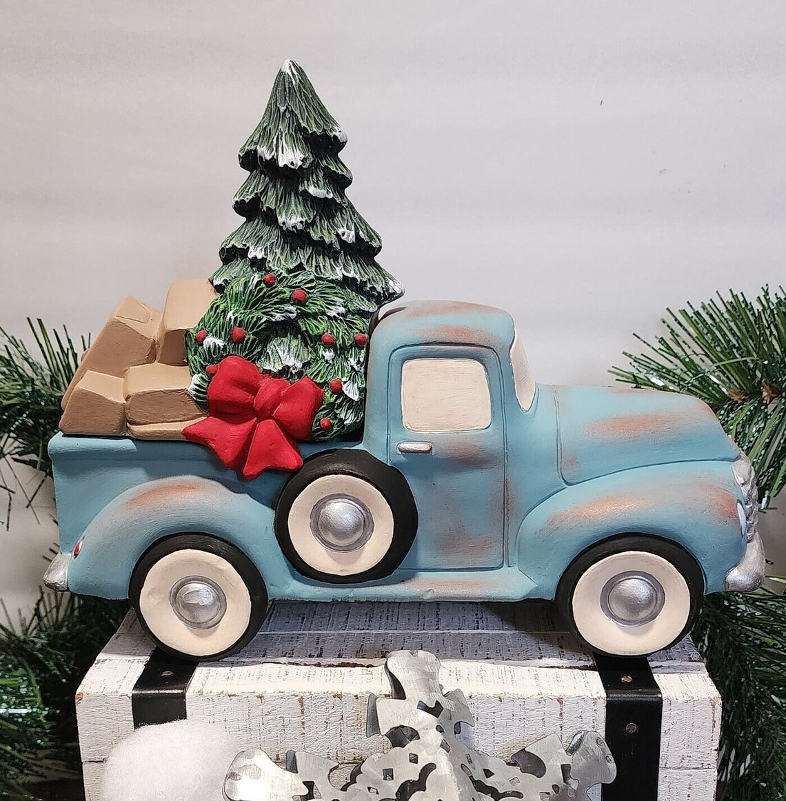Christmas Truck. Clay Magic Truck With Christmas Tree Insert. Ceramic ...