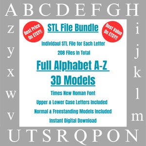 3D Letters Full Alphabet A-Z Times New Roman Font 3D Printing STL 208 ...